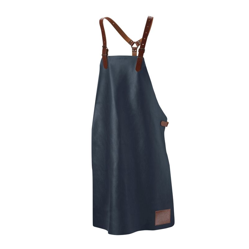 Buckle and Hide Leather Butchers Apron (Dark Blue)